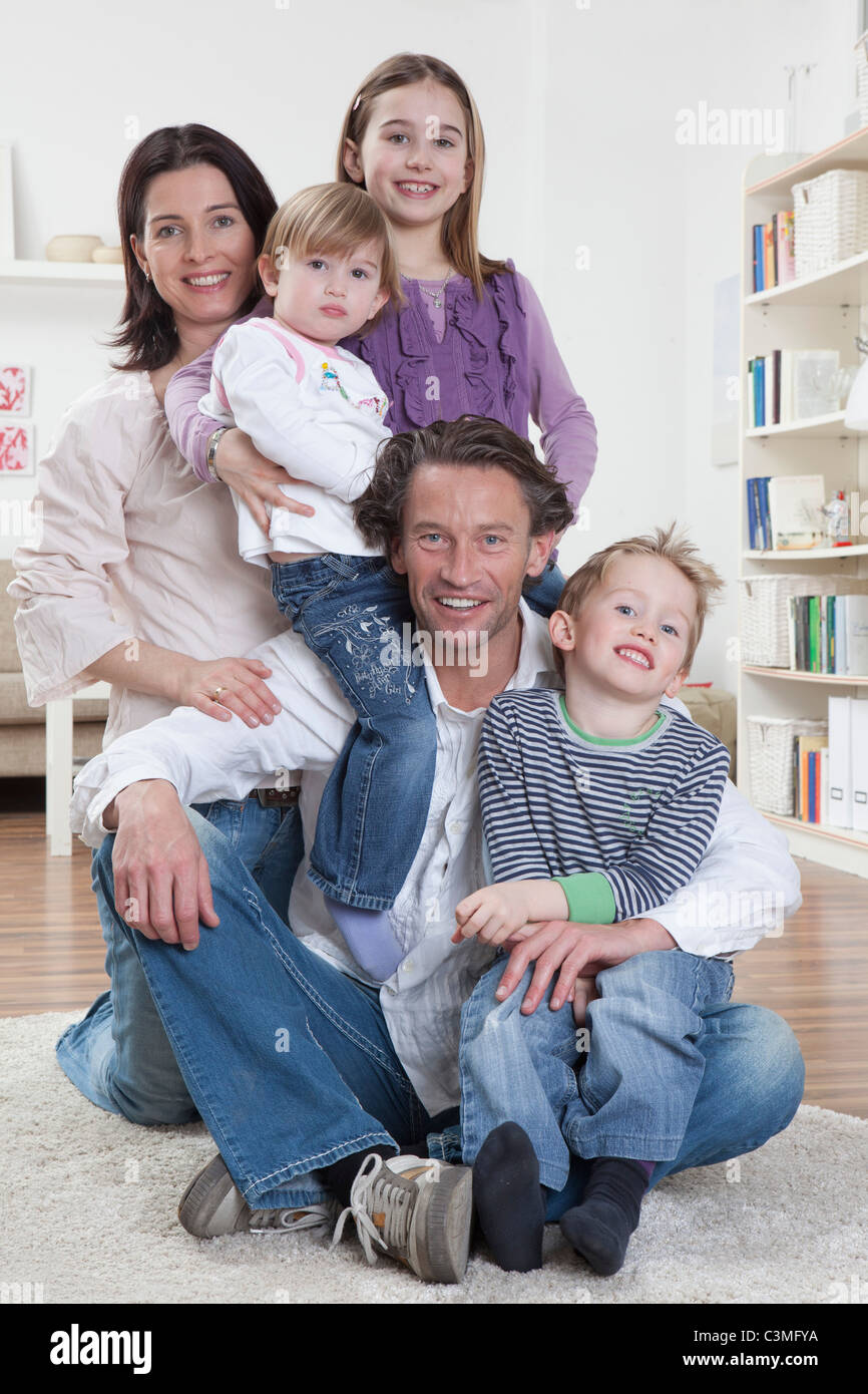 Sitting home interior bookshelf bonding childhood lap hi-res stock ...