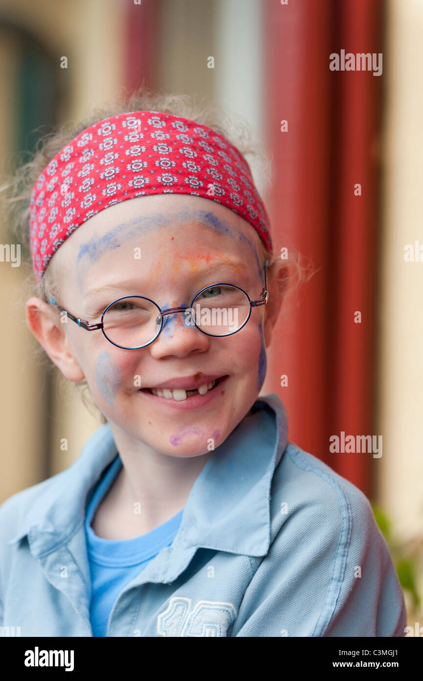 Germany, Ueberlingen, Portrait of girl with face paint, close-up Stock ...