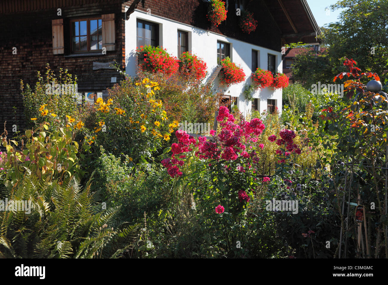 Germany, Bavaria, Swabia, Schwaben, Allgaeu, Ostallgau, View of cottage ...