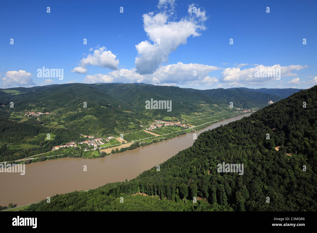 Austria, Lower Austria, View of mountains and danube river Stock Photo ...
