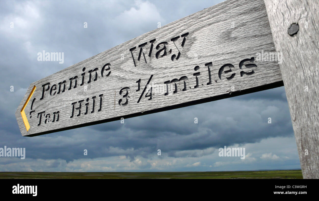 A Pennine Way sign post between Tan Hill and Trough Heads, North ...