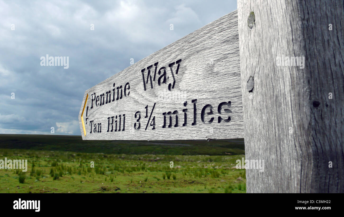 A Pennine Way sign post between Tan Hill and Trough Heads, North ...