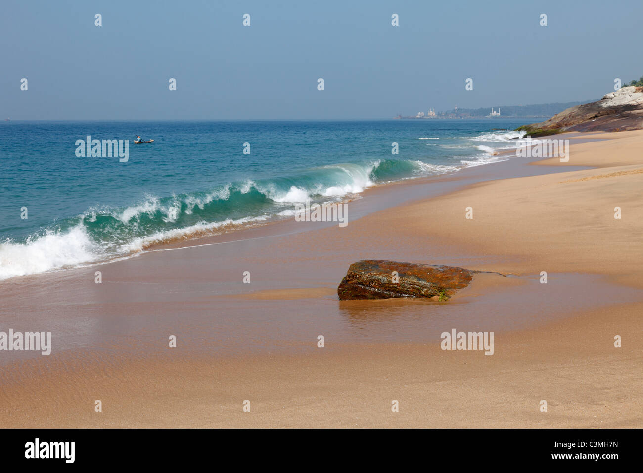 India, South India, Kerala, Malabar Coast, View of beach near kovalam ...