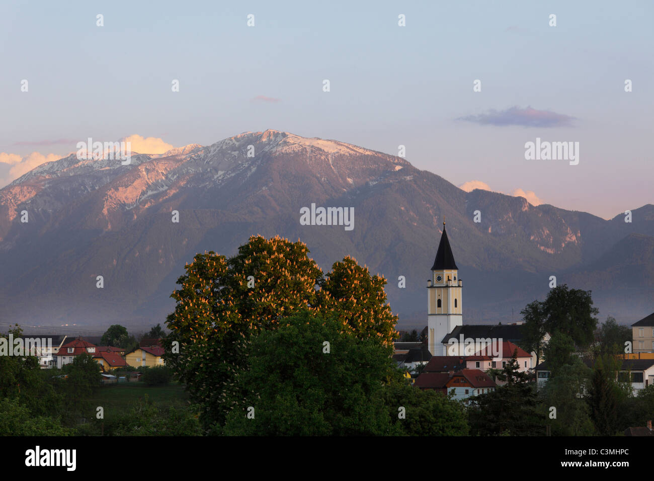 Austria, Carinthia, View of karawanken mountains at dusk Stock Photo ...