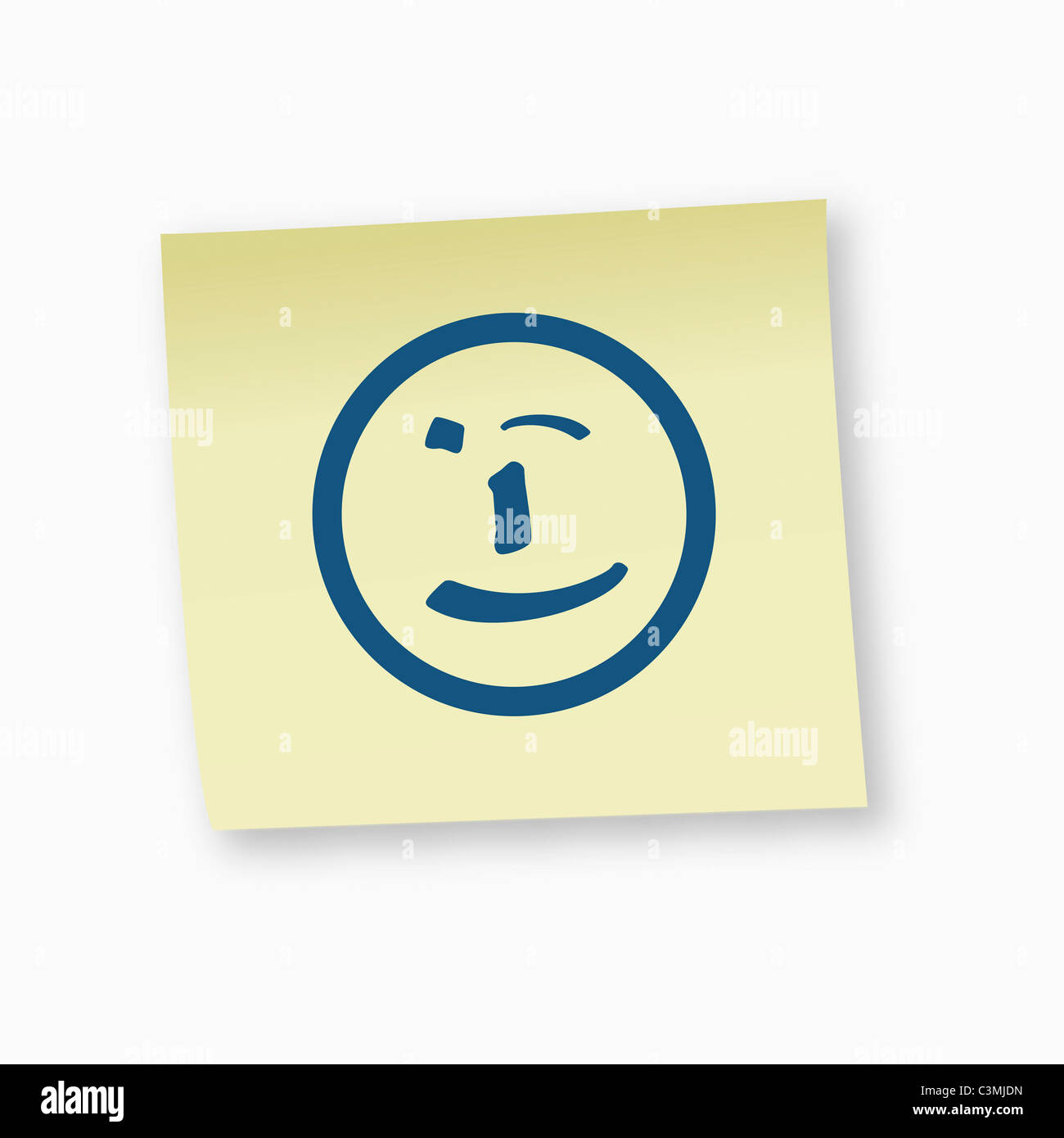 Smiley face sign on adhesive note, close-up Stock Photo - Alamy