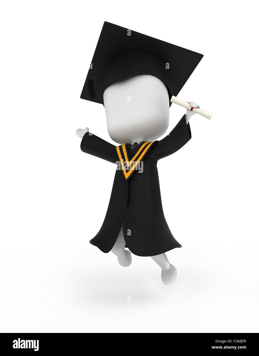 3D Illustration of a Graduate Jumping Happily Stock Photo - Alamy