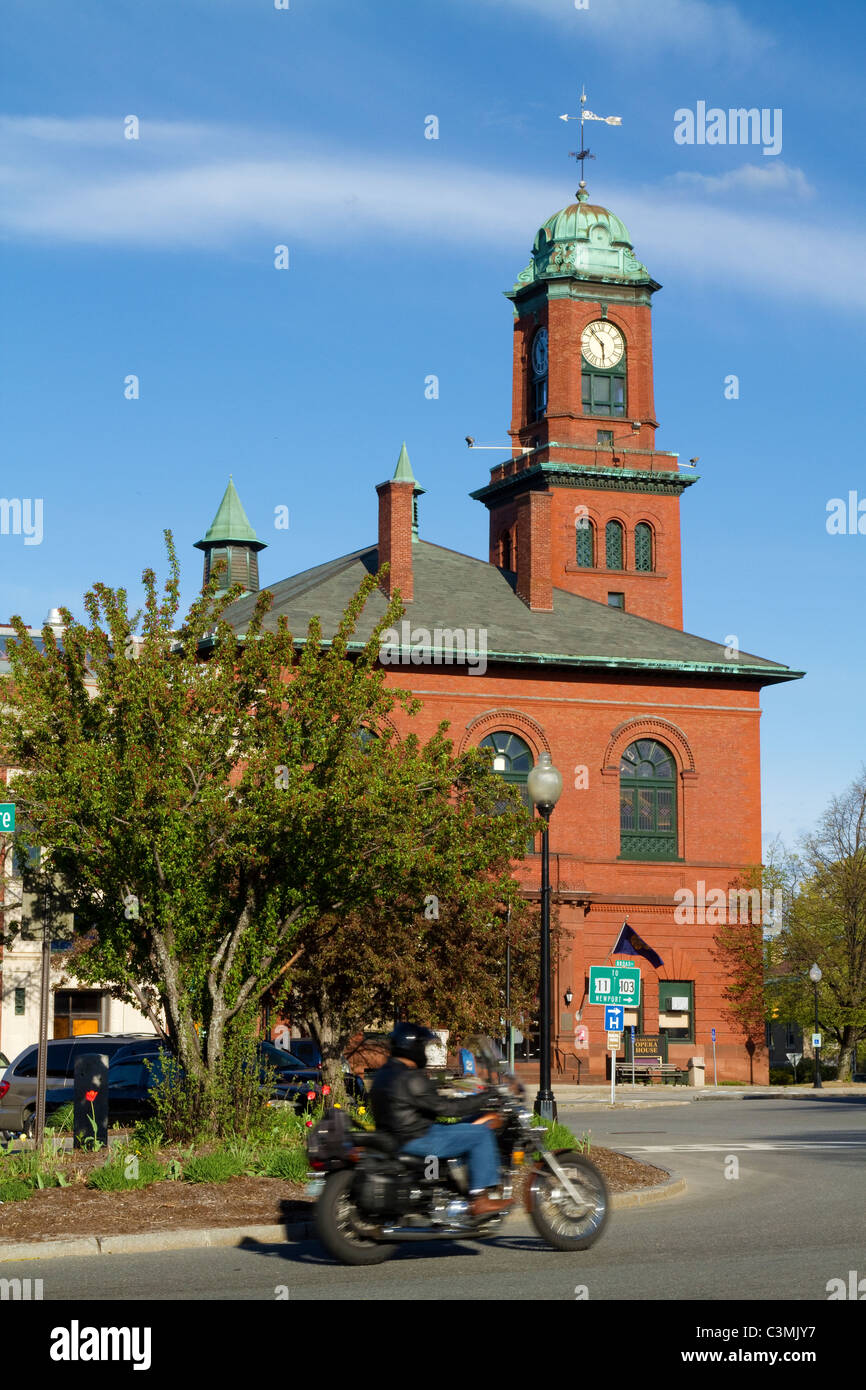 Motorcycle touring Claremont, NH Opera House in spring sun. New ...