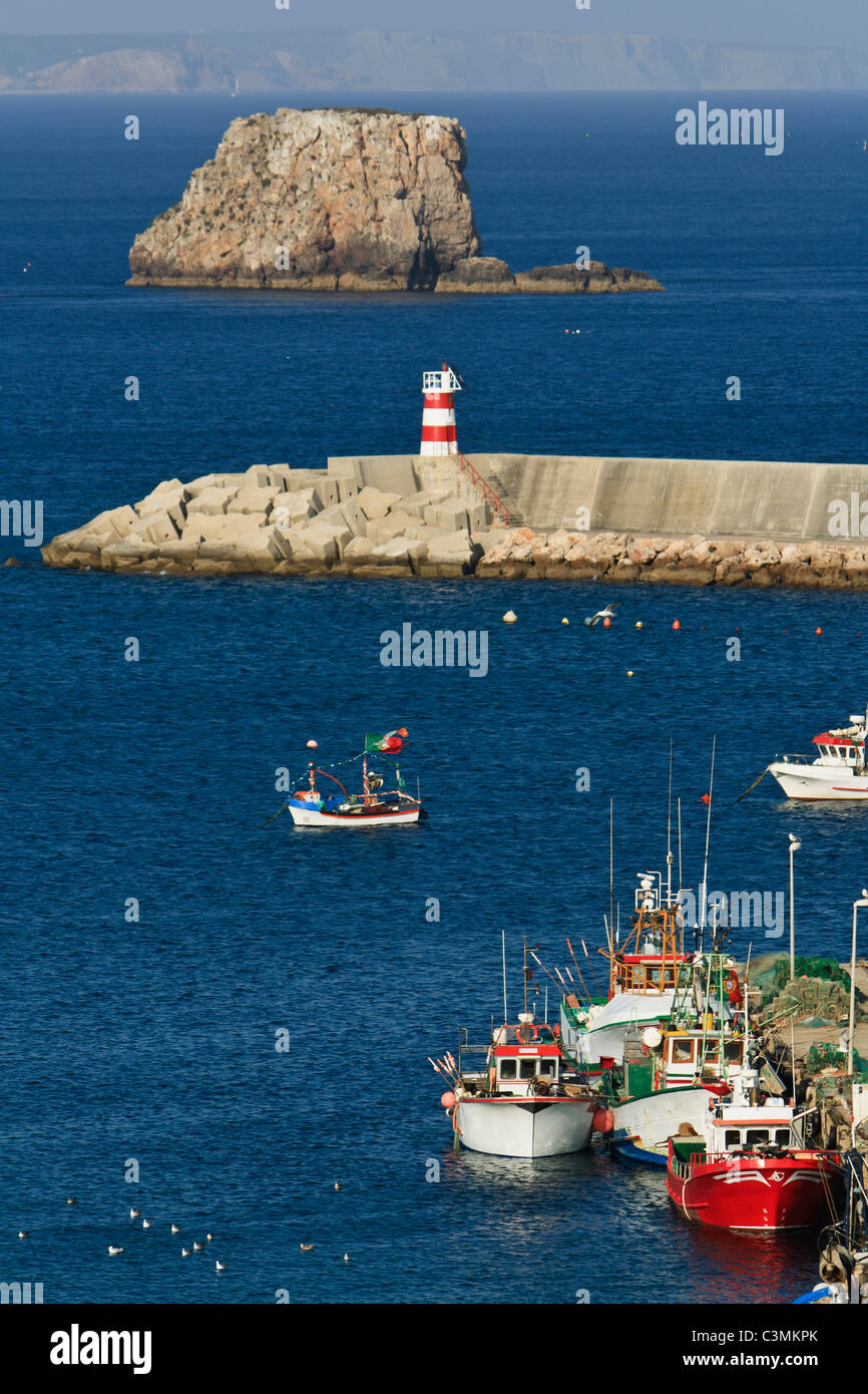 Portugal, Algarve, Sagres Fishing boat moored at harbour Stock Photo ...
