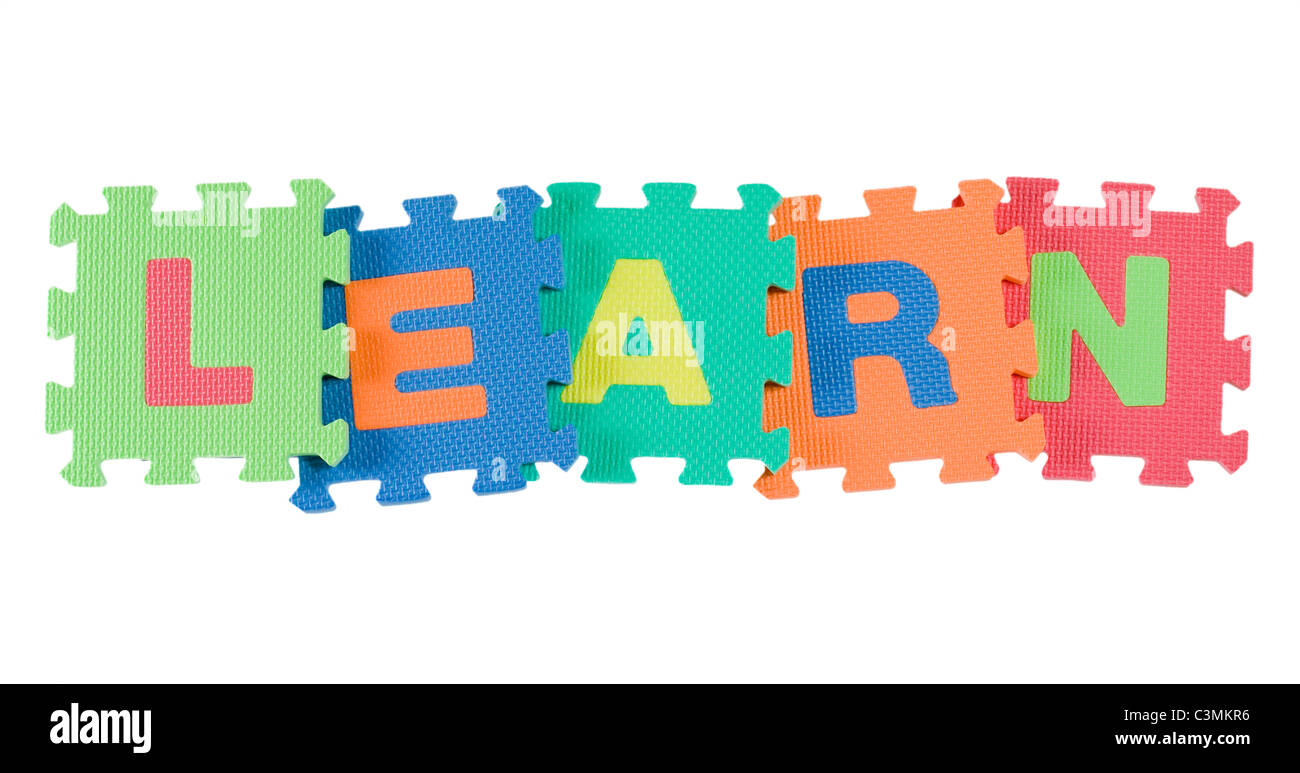 Alphabet blocks forming the word LEARN isolated on white background ...