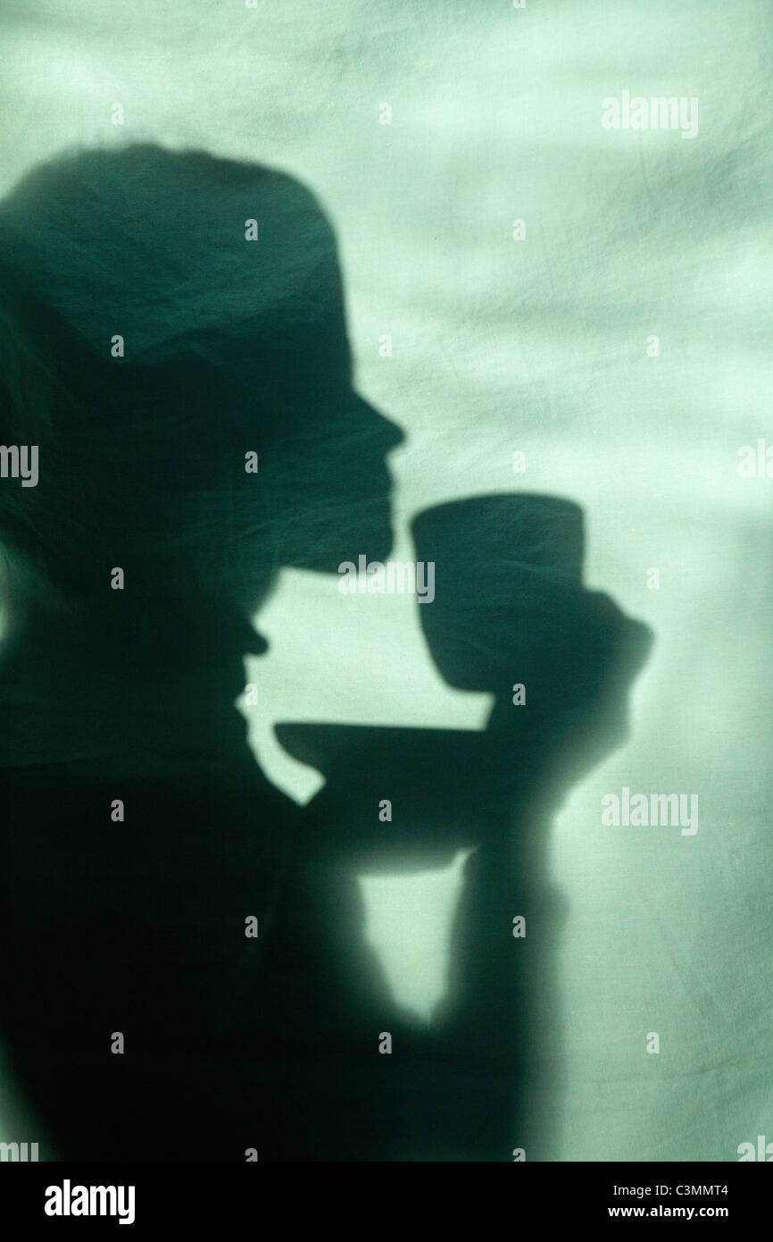 shadow of girl with the cap of tee Stock Photo - Alamy