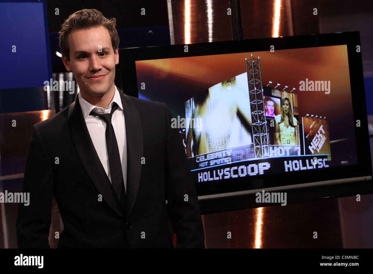 Mathew Hoffman on the studio set of the new entertainment news ...