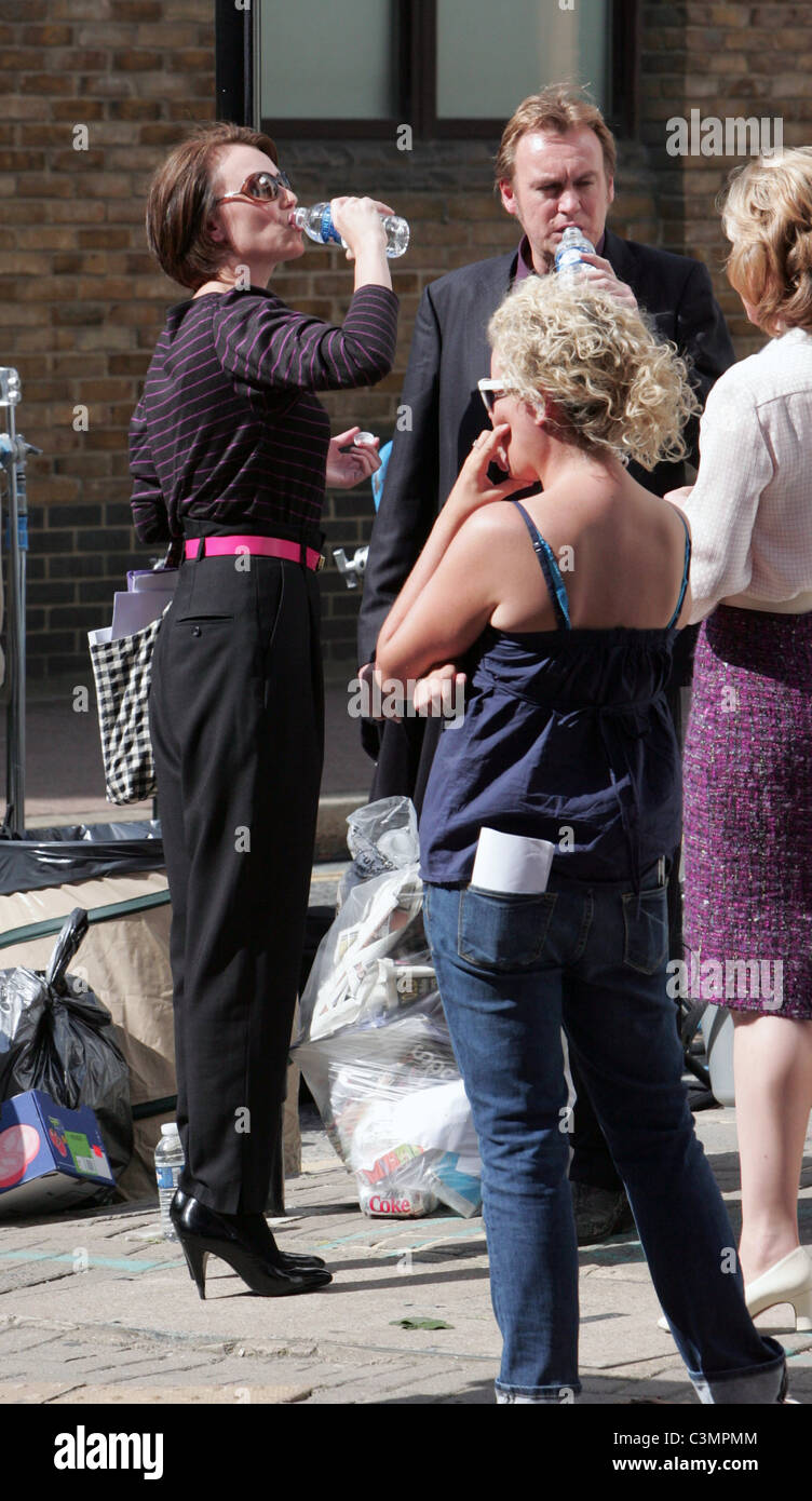 Keeley Hawes and Philip Glenister on the set of 'Ashes to Ashes' London ...