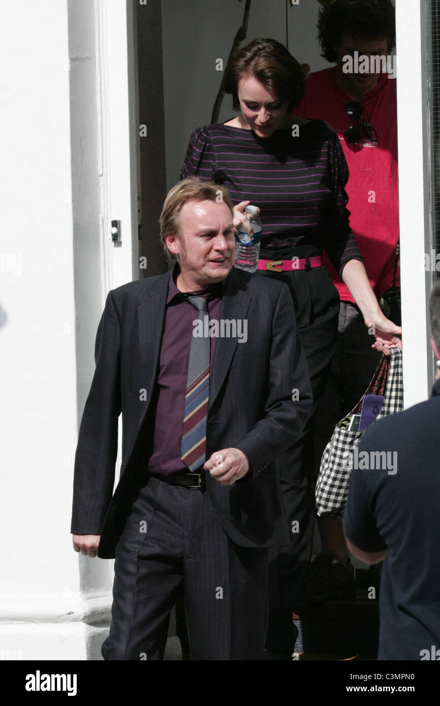 Keeley Hawes and Philip Glenister on the set of 'Ashes to Ashes' London ...