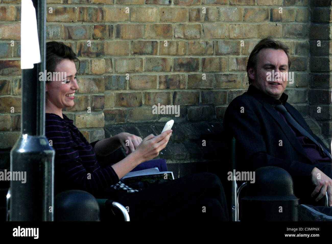 Keeley Hawes and Philip Glenister on the set of 'Ashes to Ashes' London ...