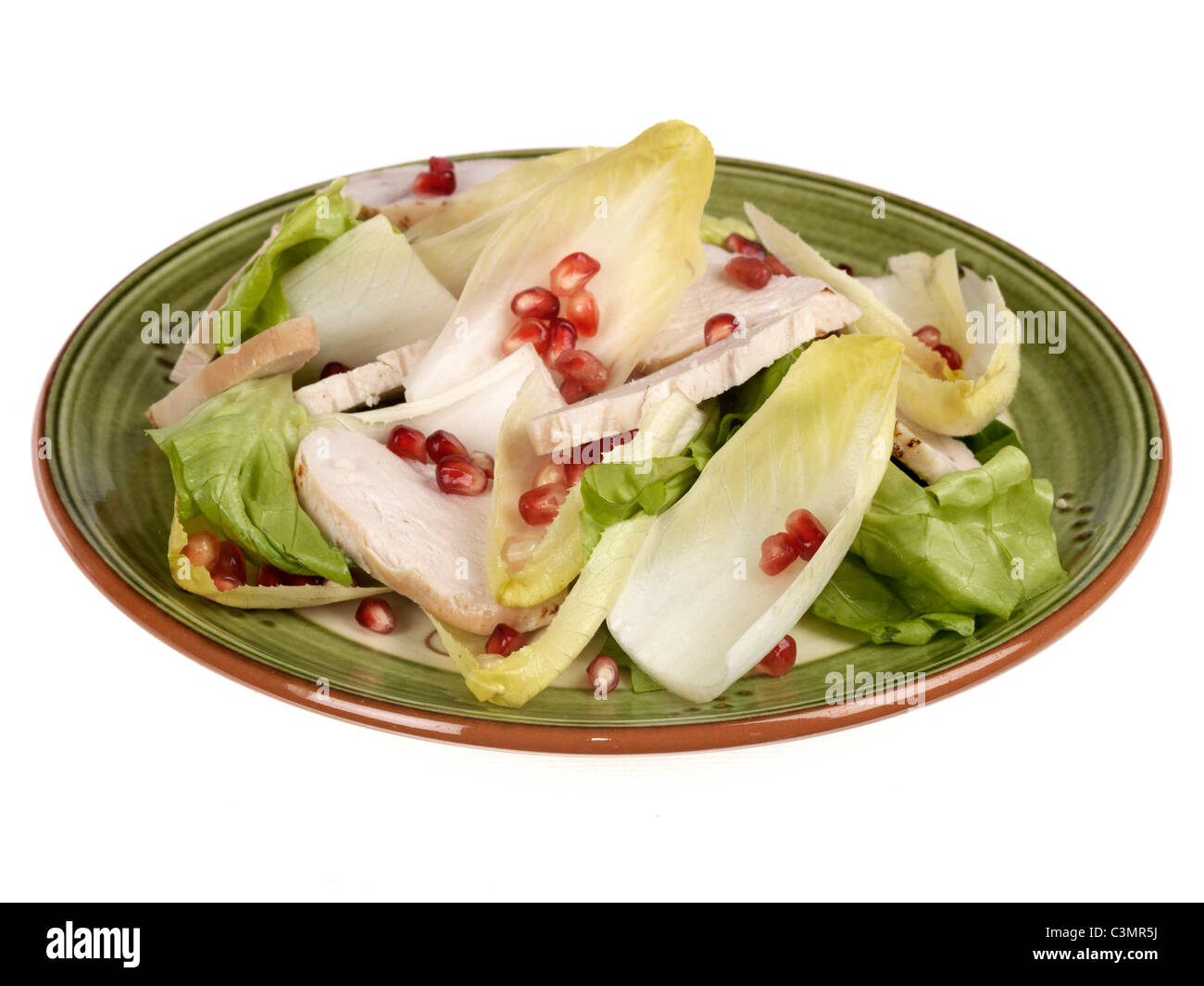 Fresh Healthy Chicken and Chicory Salad Against A White Background With ...