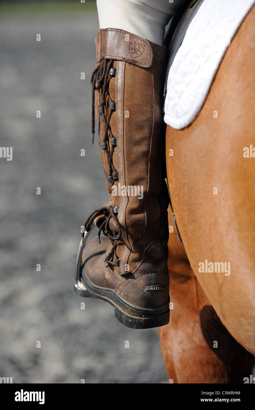 Close up of a Horse Riders Riding Boot and the Stirrup Stock Photo - Alamy