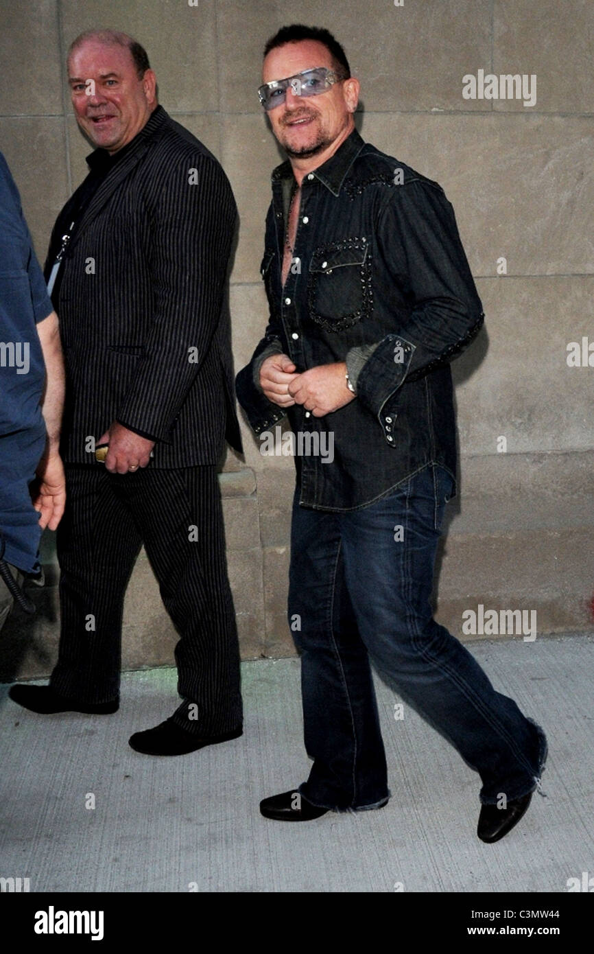Bono band members of U2 leaving MTV studios at the Masonic Temple ...