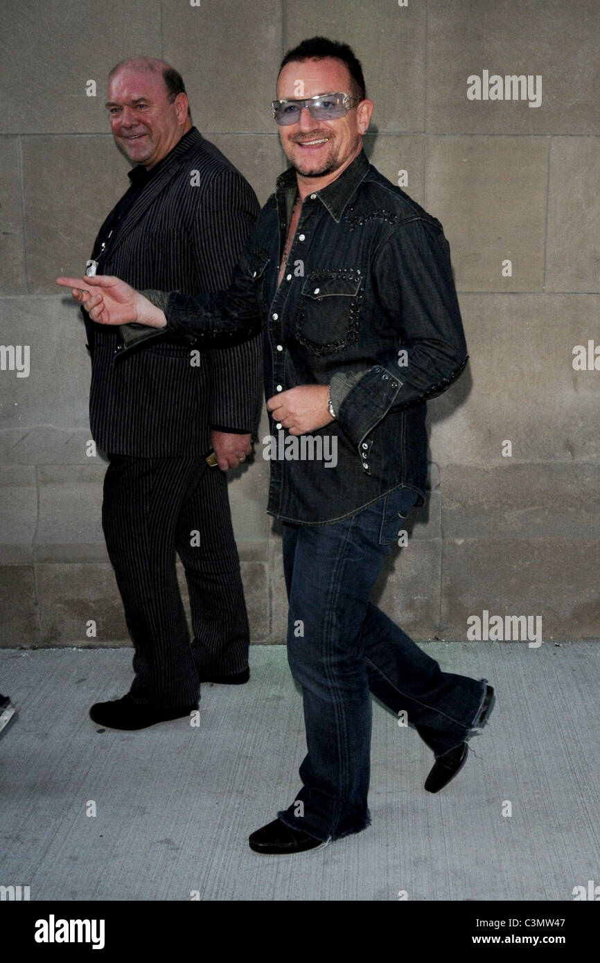 Bono band members of U2 leaving MTV studios at the Masonic Temple ...