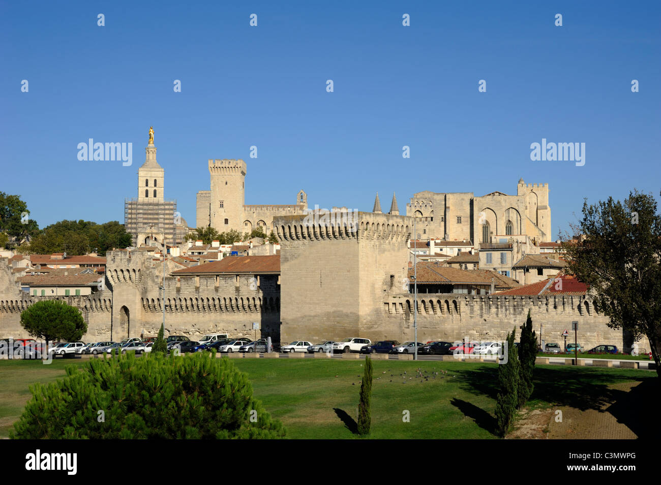 France, Provence, Avignon, walls and Papal Palace Stock Photo - Alamy