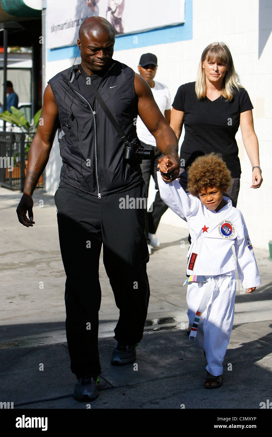 Seal takes his son Henry Samuel to a martial arts class Los Angeles ...