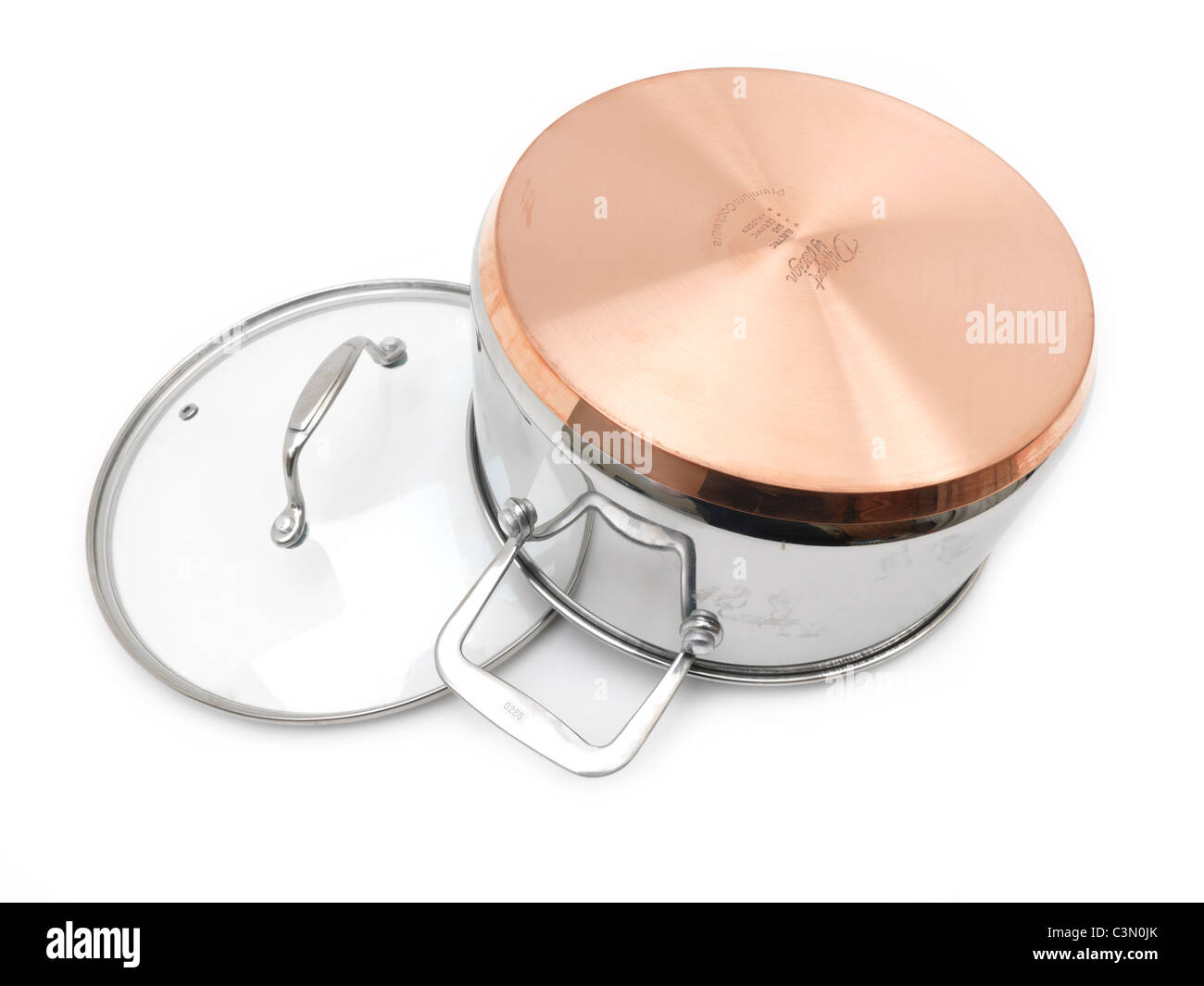 Copper Bottom Cooking Pot With Glass Lid Stock Photo - Alamy