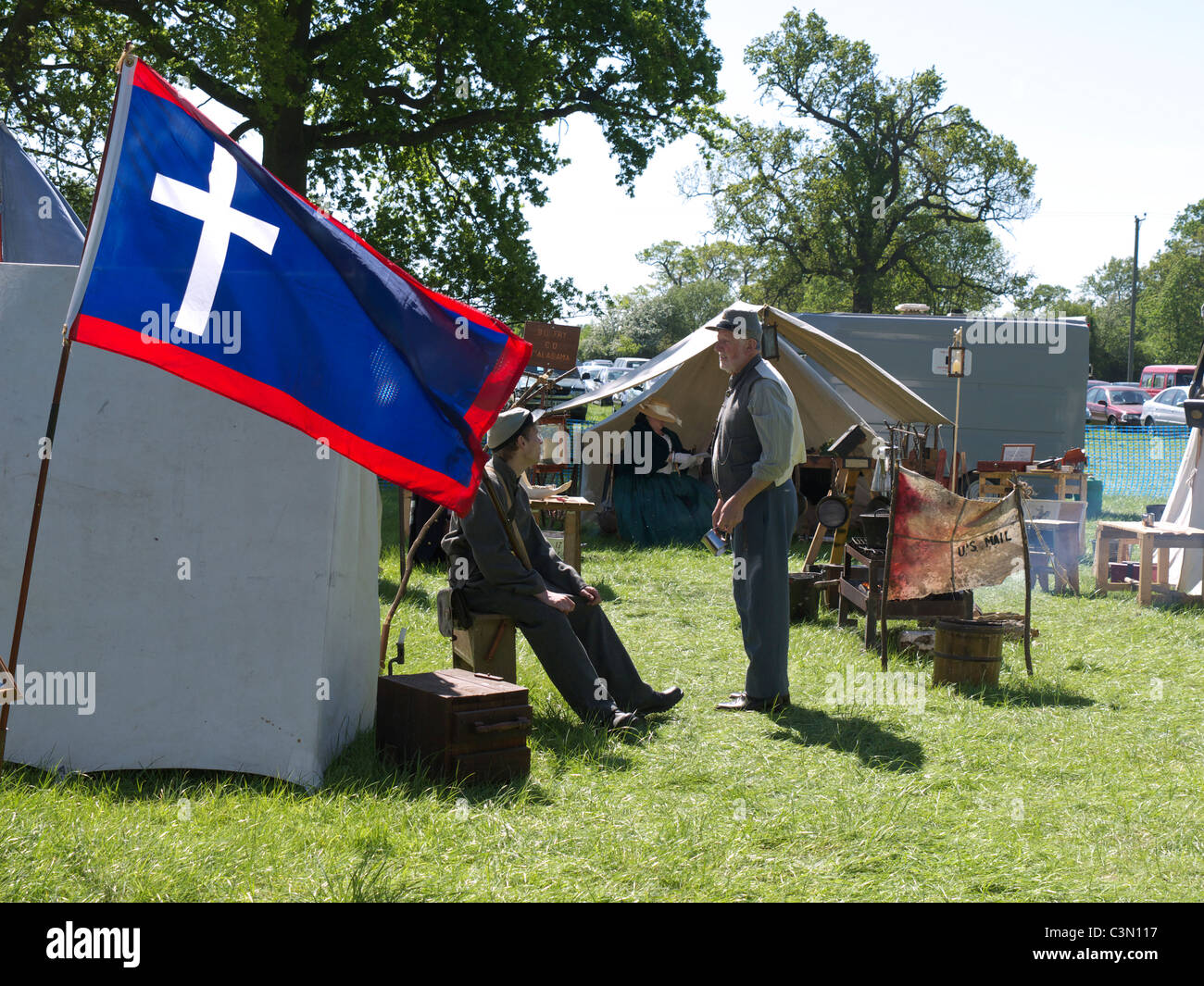 Two members of the 13th Alabama infantry reenactment group at the camp ...