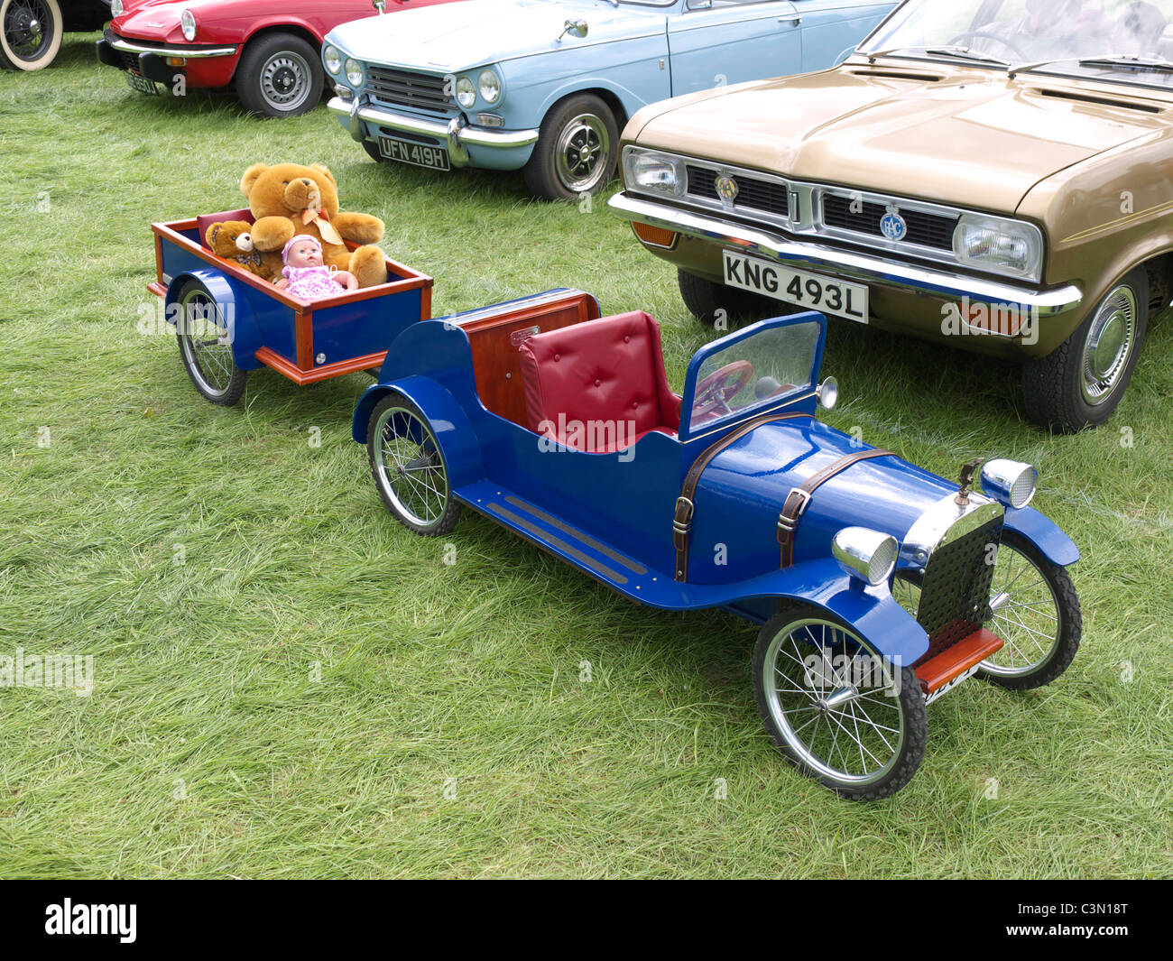 Model of a vintage car in amongst the classic cars at Stradsett Vintage ...
