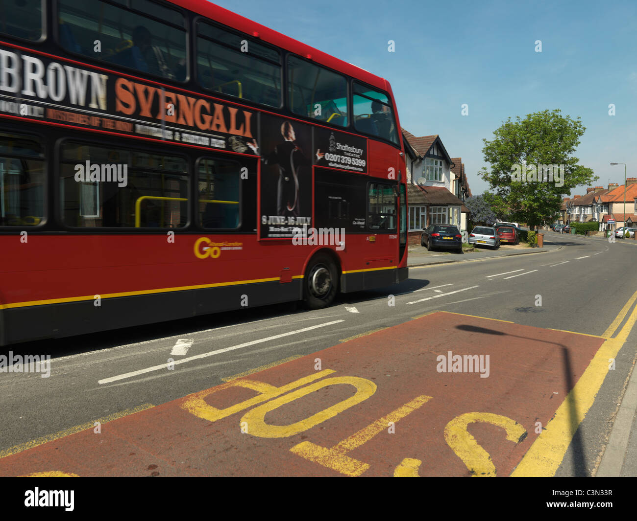 Bus Going Past Semi Detached House Cheam Sutton Surrey Stock Photo - Alamy