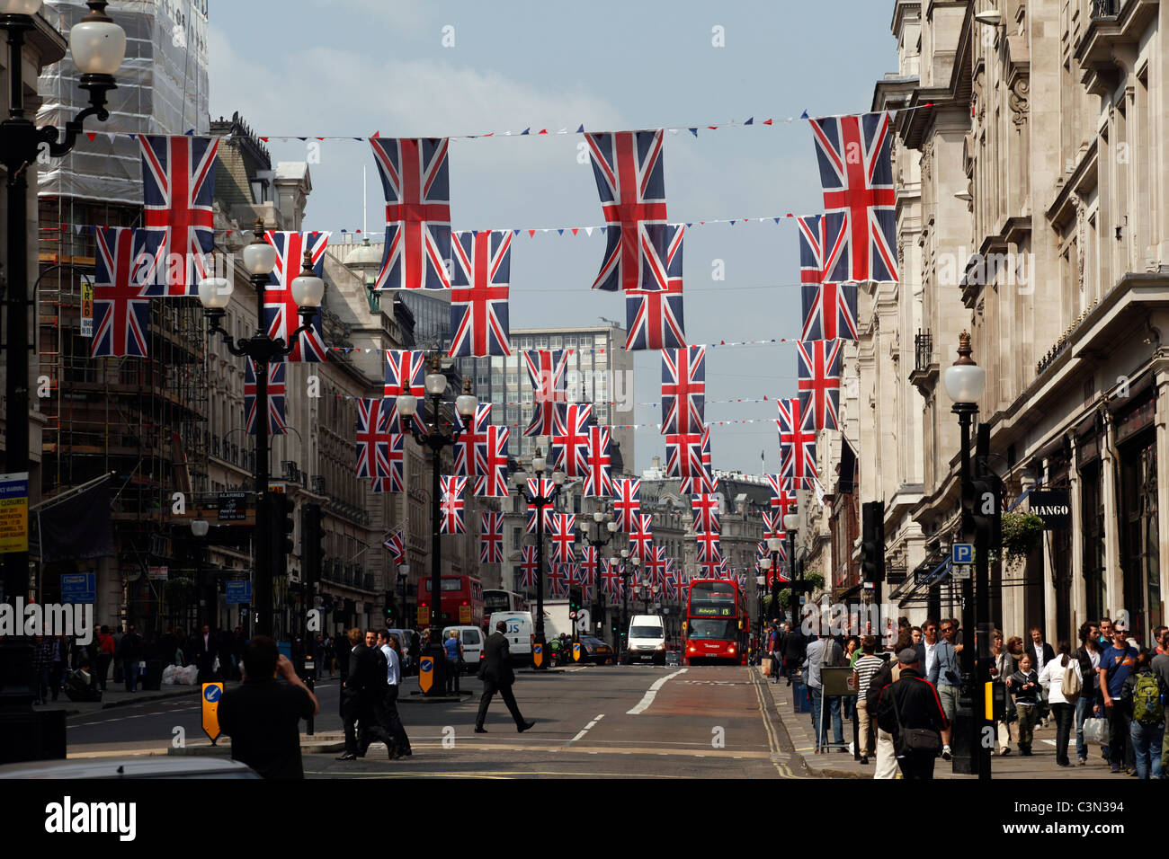 Union Jack flags along Regent Street in London Stock Photo - Alamy