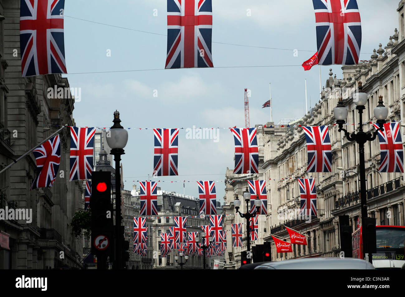 Union Jack flags along Regent Street in London Stock Photo - Alamy
