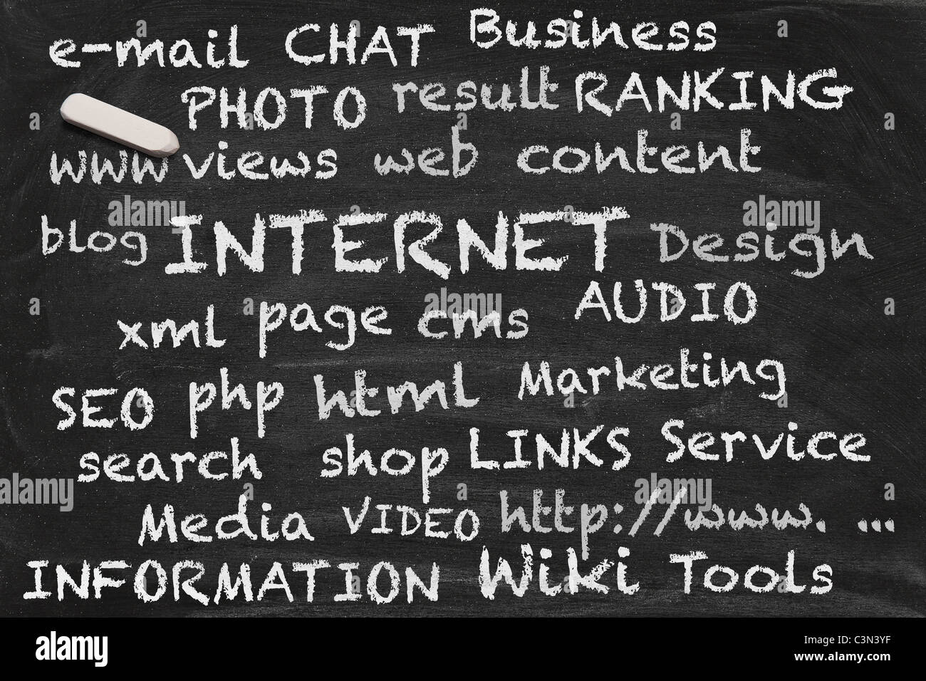 High resolution black chalkboard image with internet related tags Stock ...