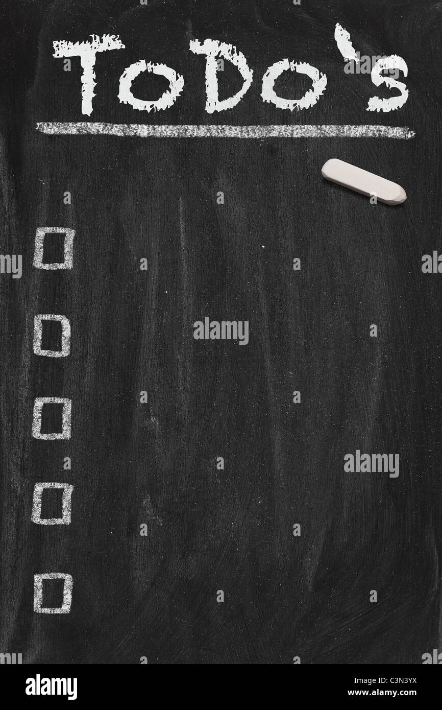 High resolution black chalkboard image with empty to do list ...