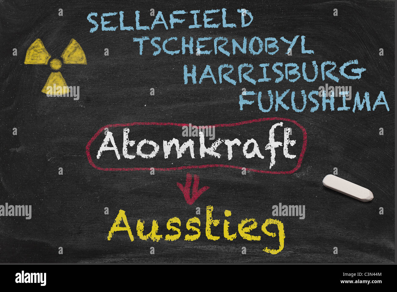 High resolution image with some German chalk lettering around nuclear ...