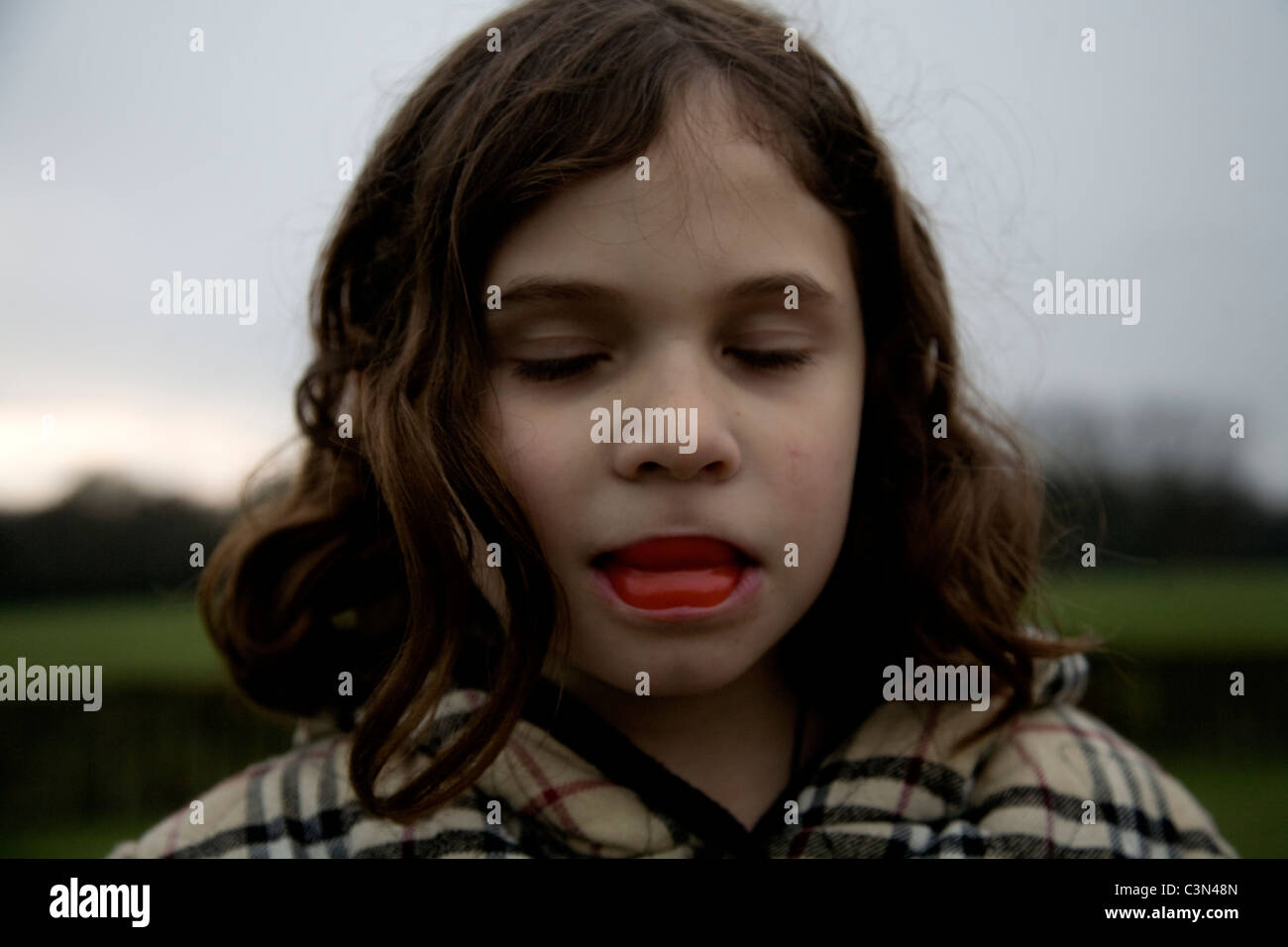 portrait of young girl with plastic lips Stock Photo - Alamy