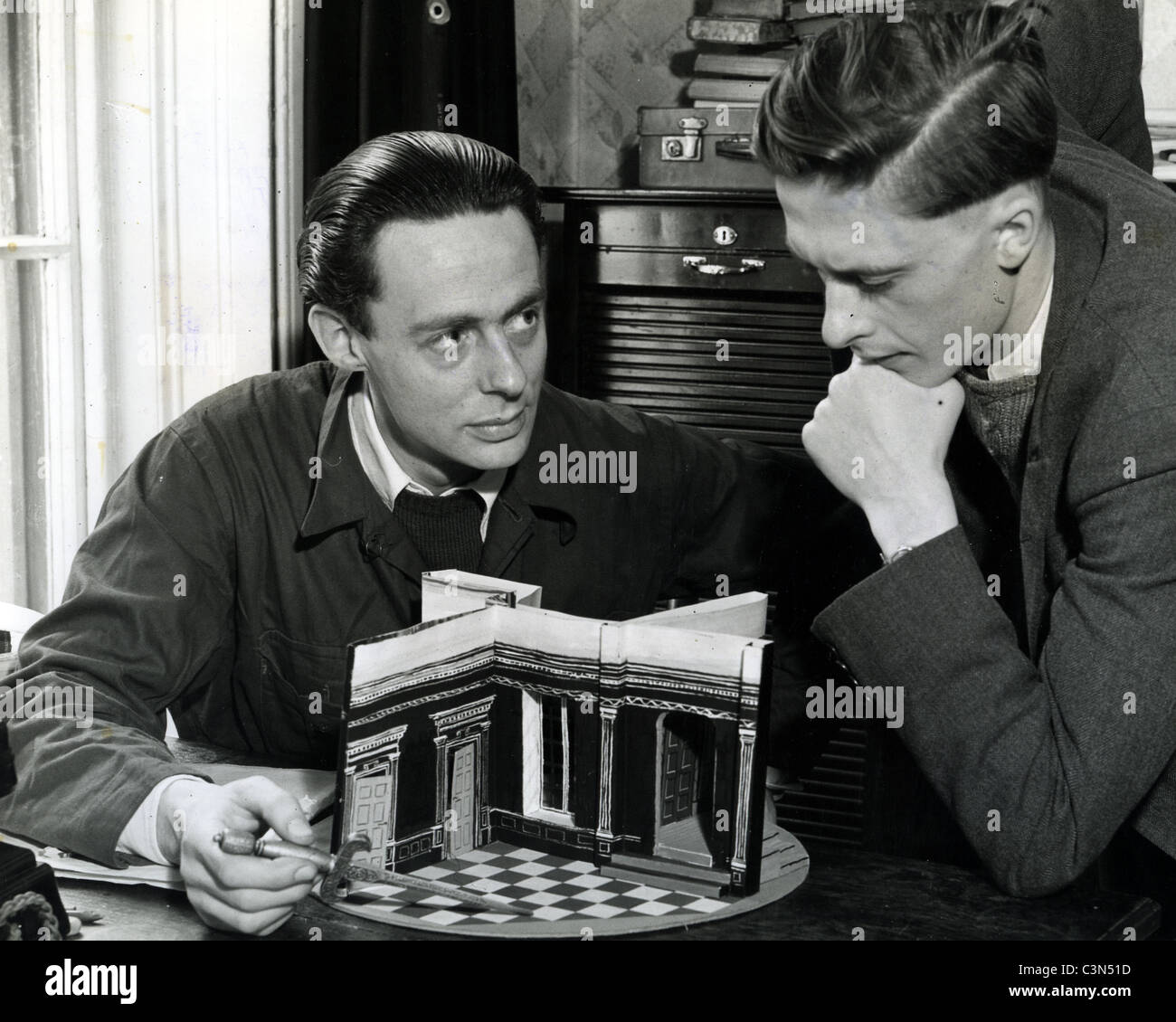 ALEC CLUNES (1912-1970) English actor and stage manager at left with ...