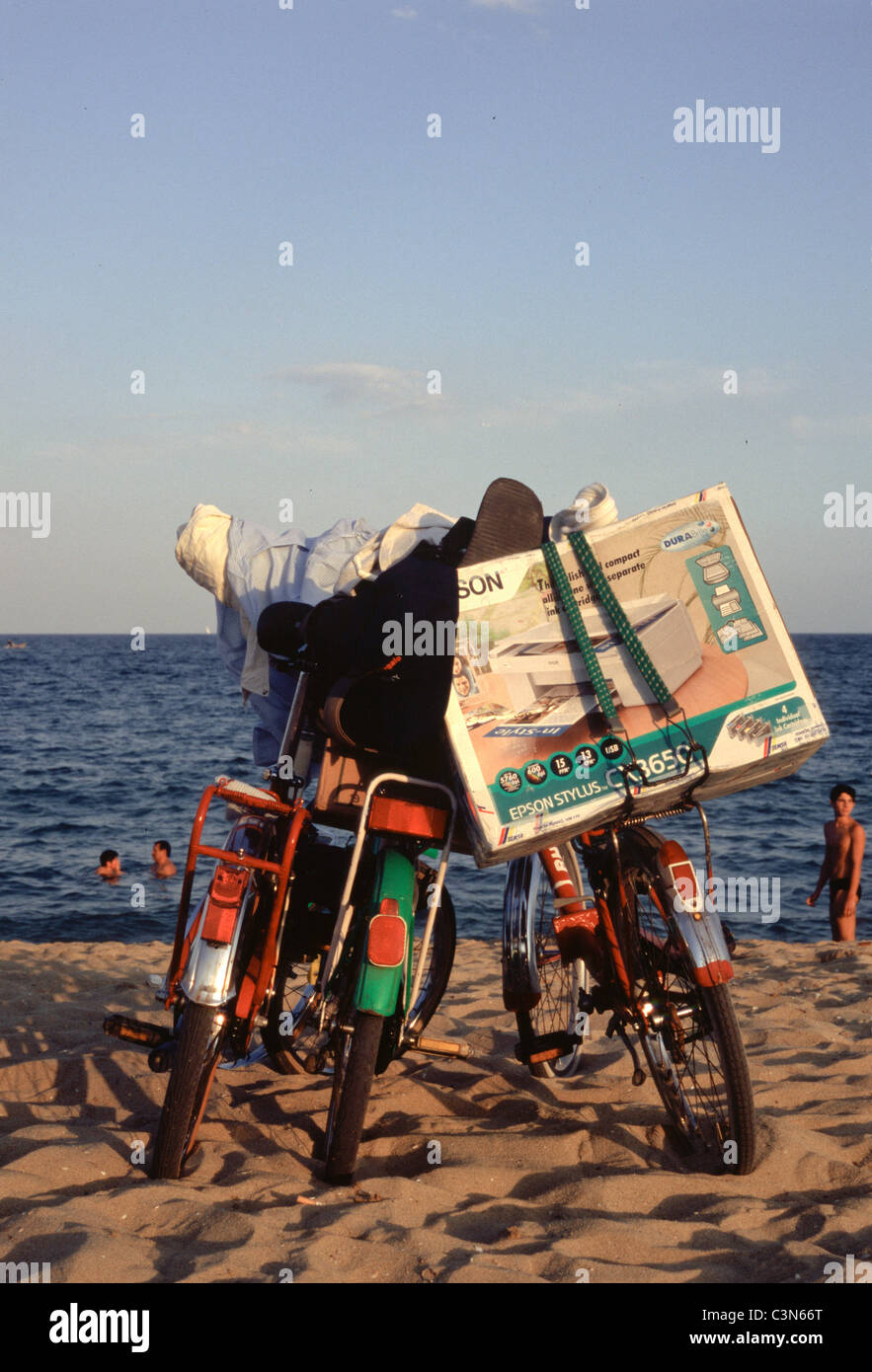 Bikes parked in the beach Stock Photo - Alamy