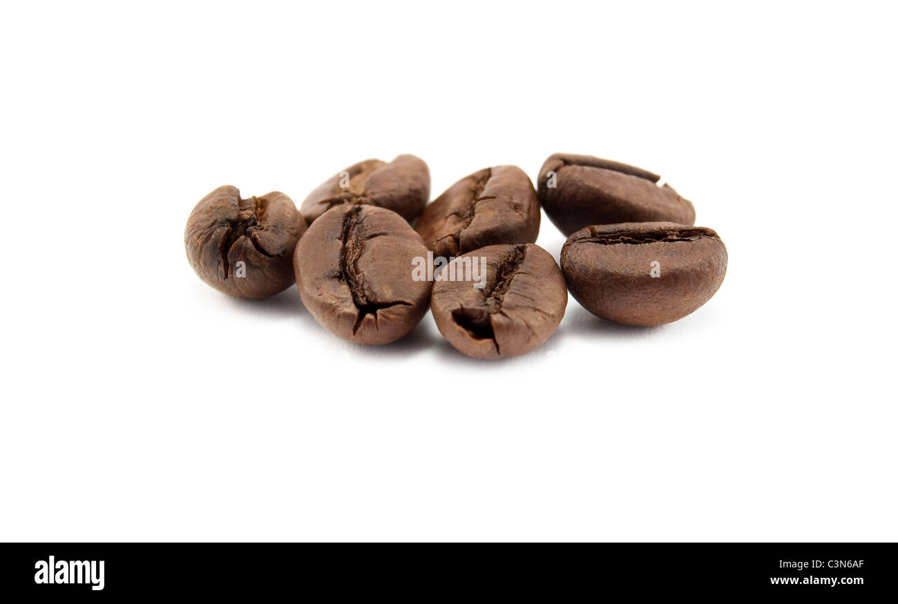 grains of coffee are isolated on white background Stock Photo - Alamy