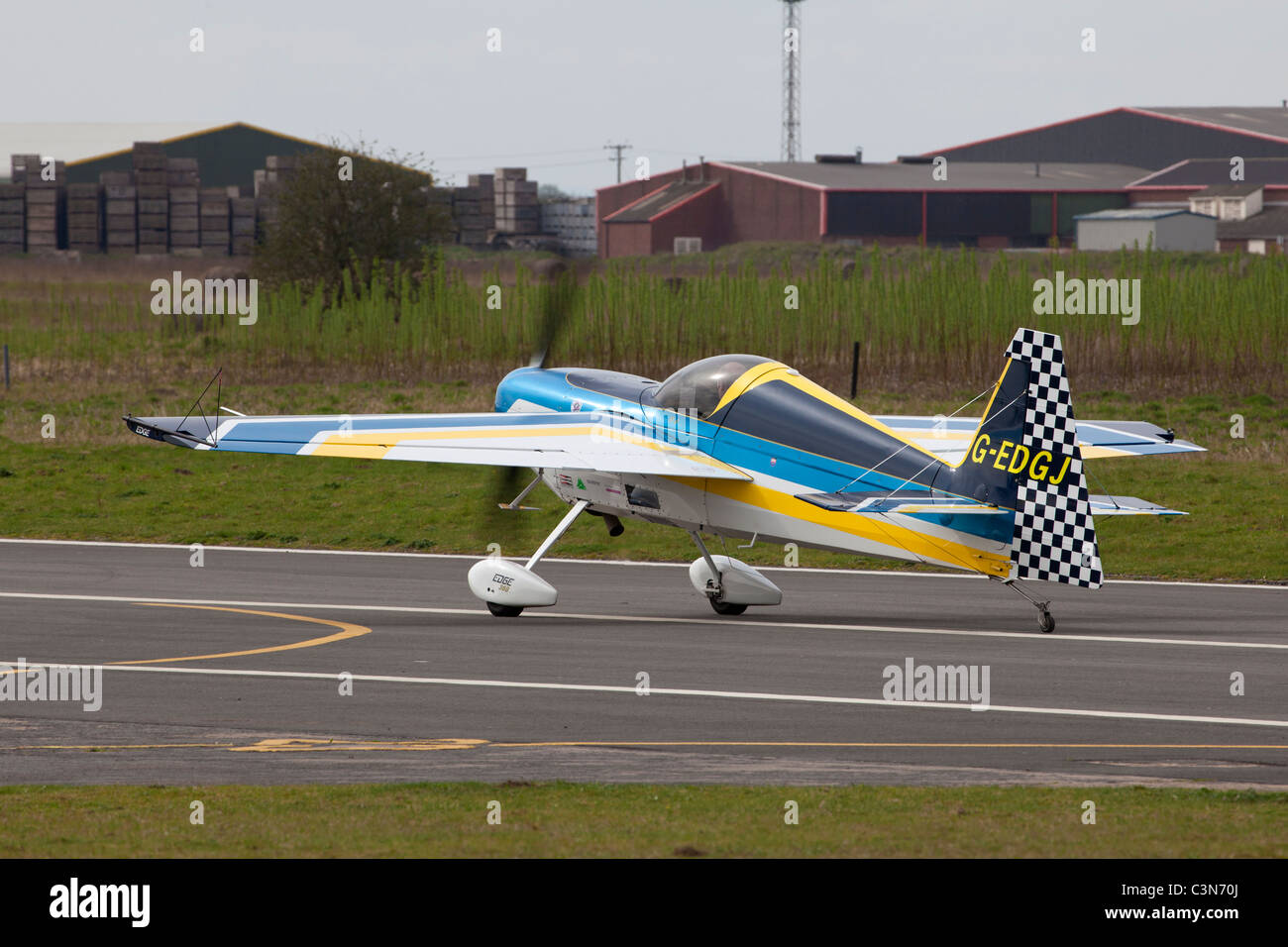 Edge 360 G-EDGJ taking-off from runway at Sandtoft Airfield Stock Photo ...