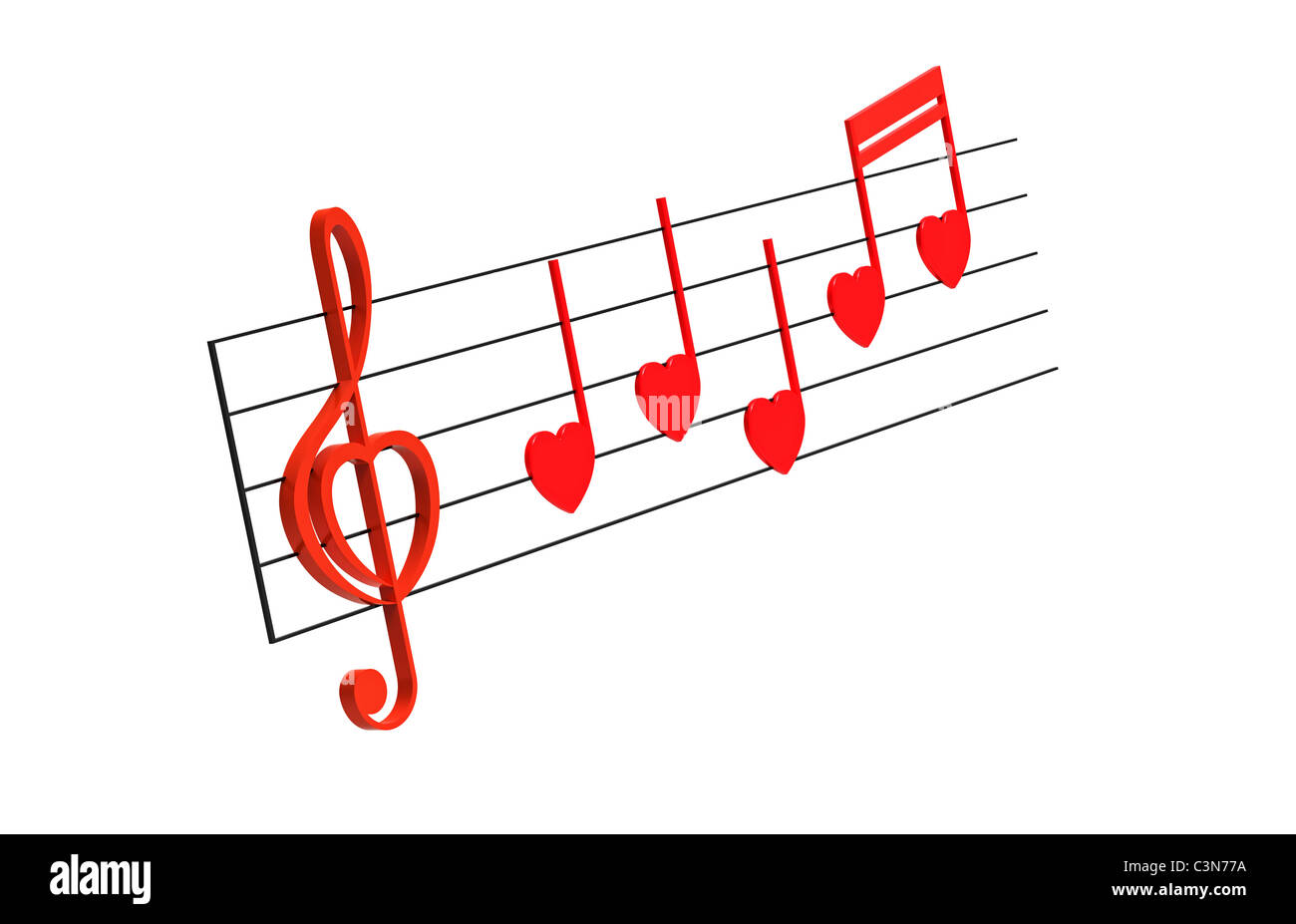 Red treble clef notes stylized Cut Out Stock Images & Pictures - Alamy
