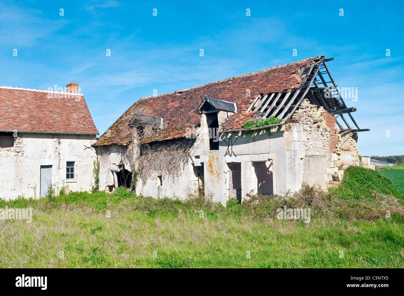 Abandoned farm buildings for restoration project - France Stock Photo ...