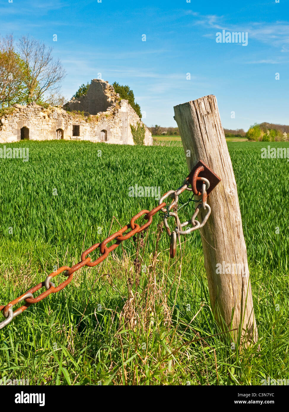 Abandoned farm buildings / part restoration project - France Stock ...