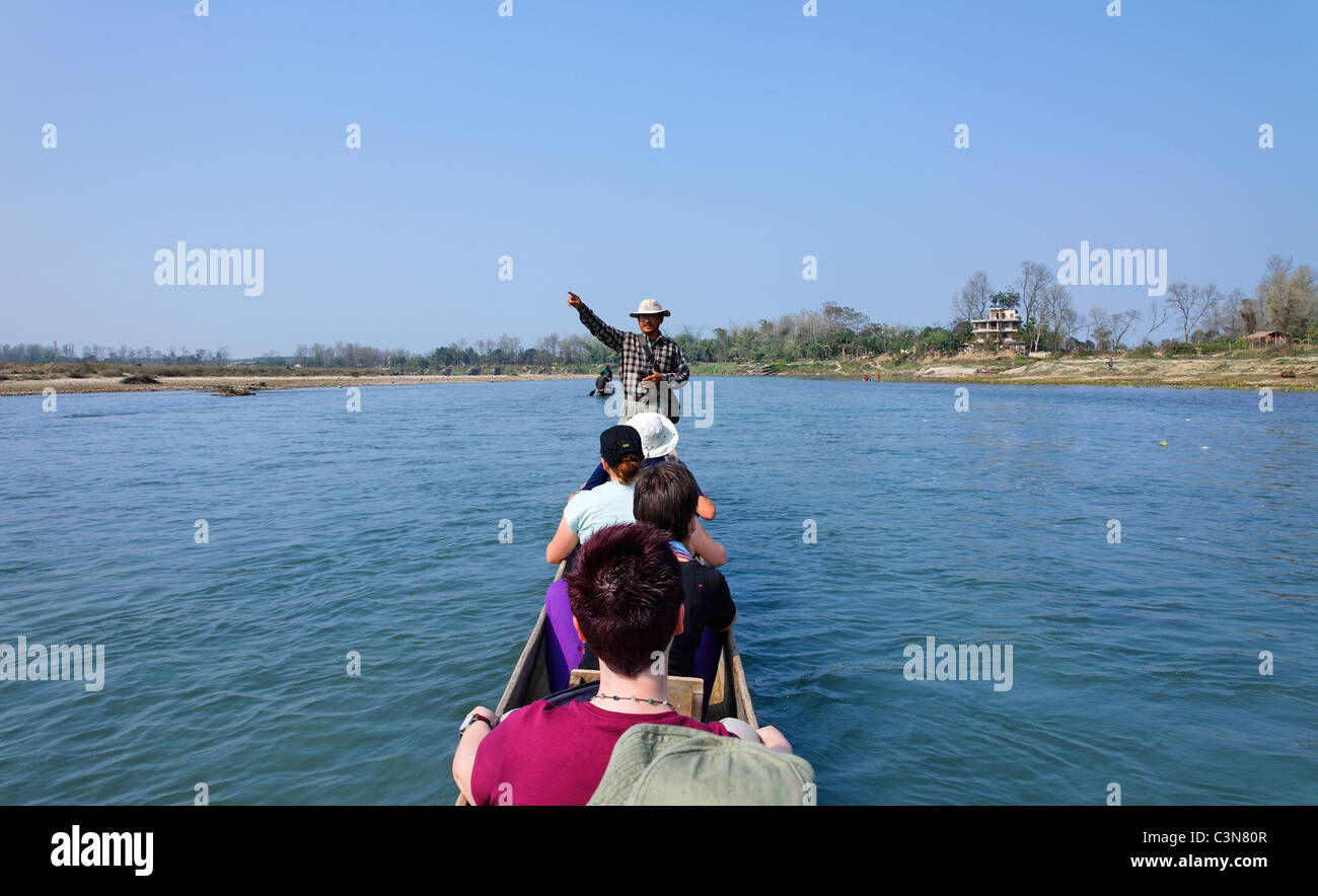Nepal - Chitwan National Park - Rapti River - Canoe safari Stock Photo ...
