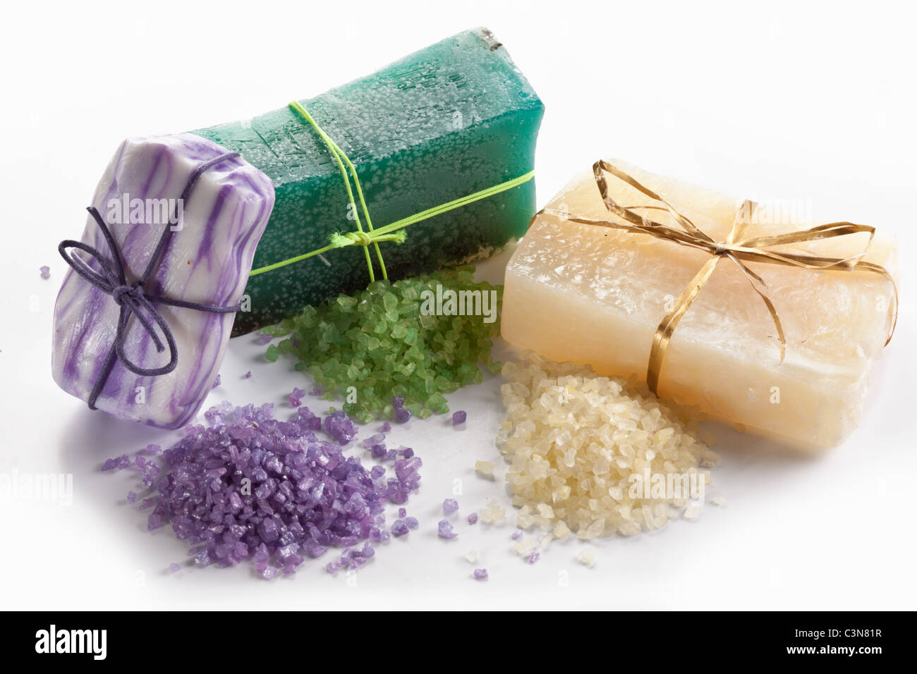 Range of different soaps on a white background Stock Photo - Alamy