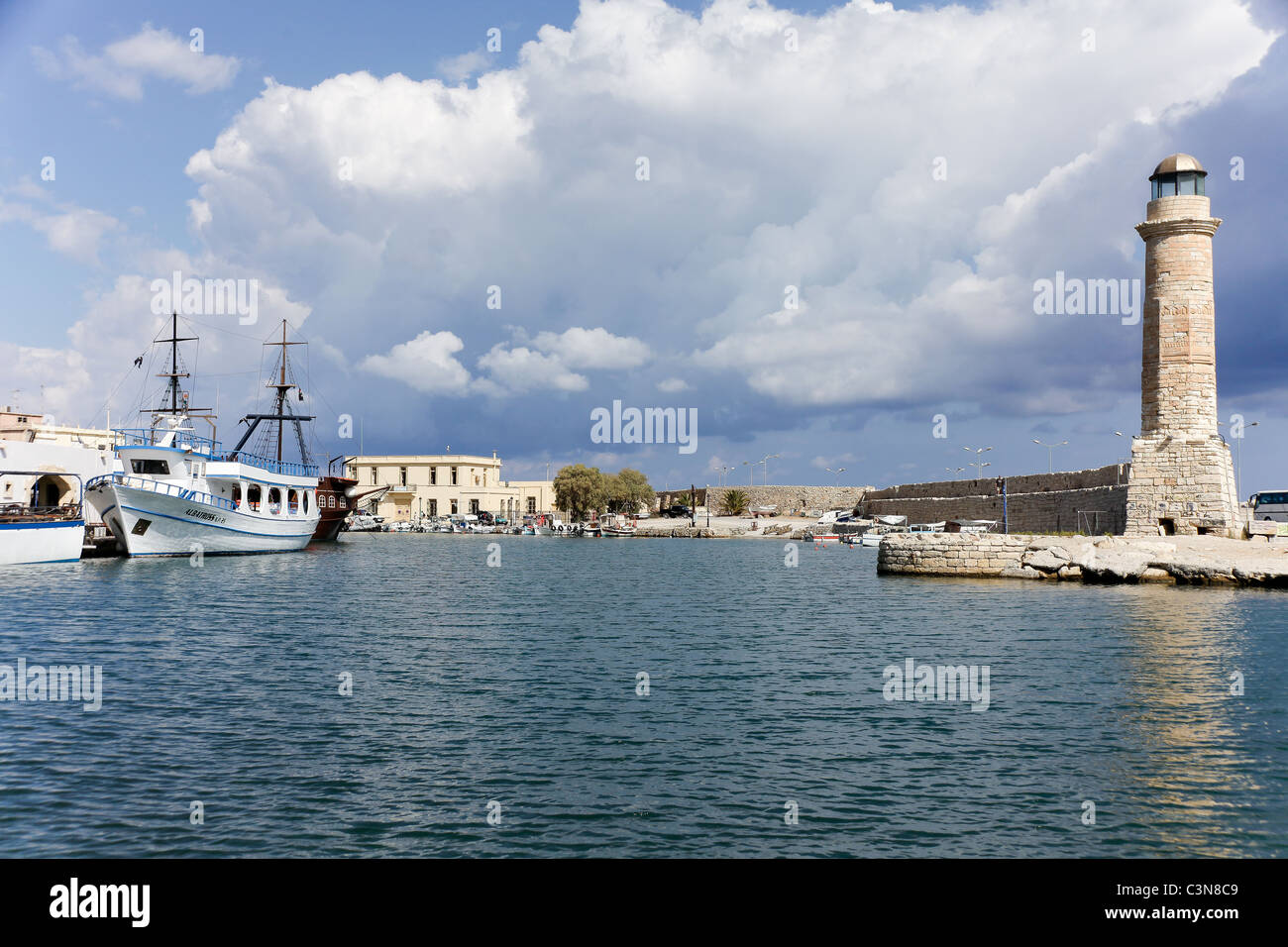 The entrance to the Venetian Harbour at Rethymnon, Crete Stock Photo ...