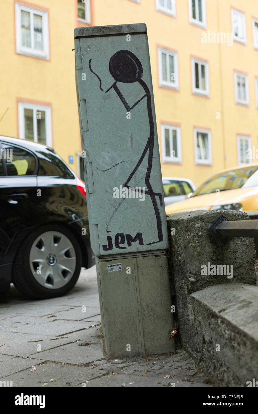 Stickman having a smoke, Munich, Bavaria, Germany Stock Photo - Alamy