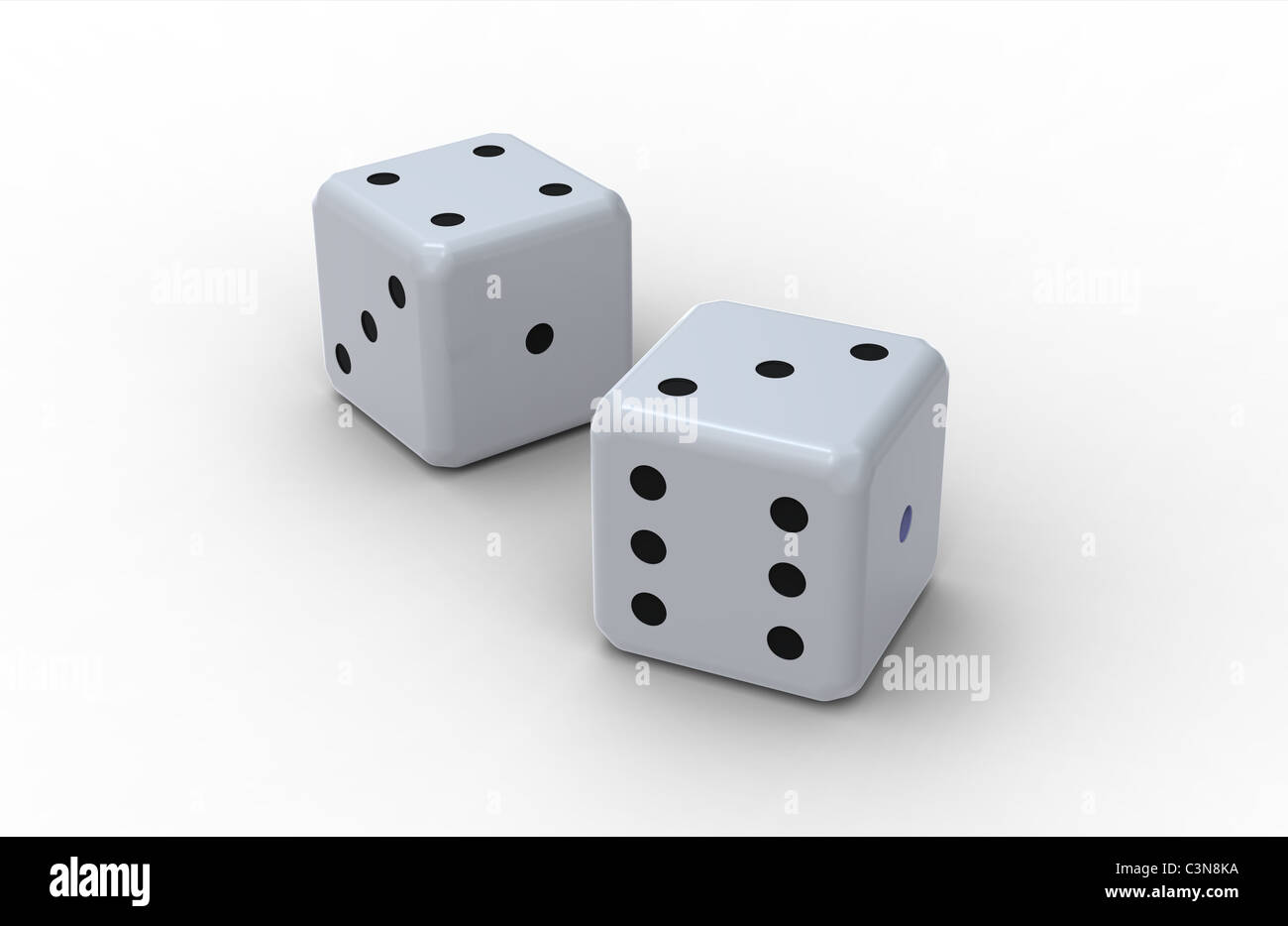 Two dices, render, isolated on white background Stock Photo - Alamy