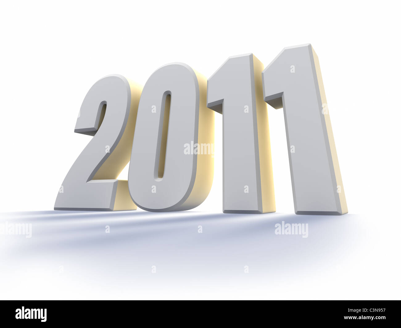 Year 2011, large white number with backlit, 3d render Stock Photo - Alamy