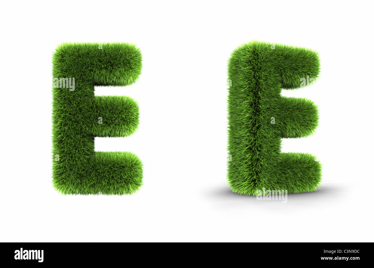 Grass letter e, isolated on white background Stock Photo - Alamy