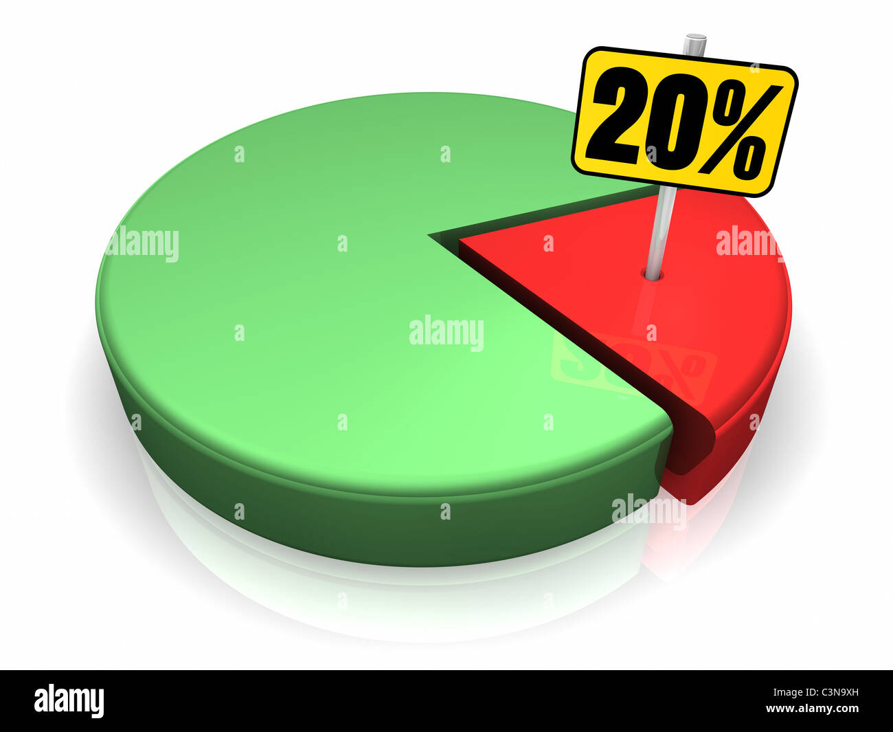 Pie chart with twenty percent sign, 3d render Stock Photo - Alamy