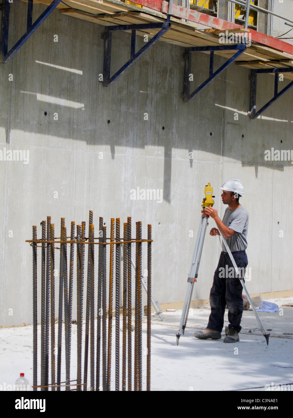 Paris, France, Men Working, Land Surveiller, Workers at Construction ...